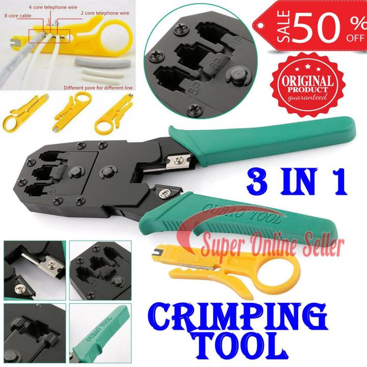 3 in 1 RJ45 Network LAN Ethernet Cable Crimping Crimper Cutter ...
