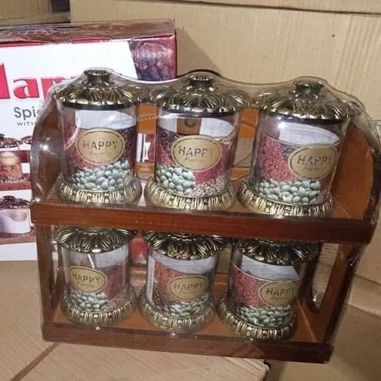 Kitchen Organizer, Wooden Masala Box with 6 Jars, Spice Rack | Daraz.pk