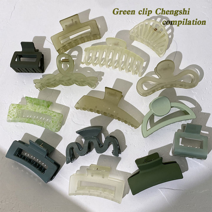 EB Mustard Green Hair Clip Mori Temperament Hair Clip Acrylic Plate ...