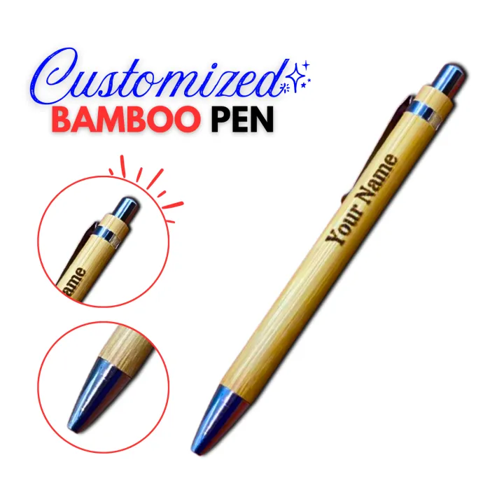 Customized Name / Logo Engraved Bamboo Wooden Pen - Bamboo Engraved Pen ...