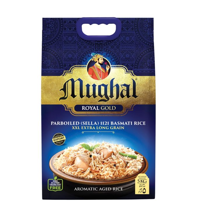 MUGHAL ROYAL GOLD (Parboiled (Sella) 1121 Basmati Rice 5 KG | Daraz.pk
