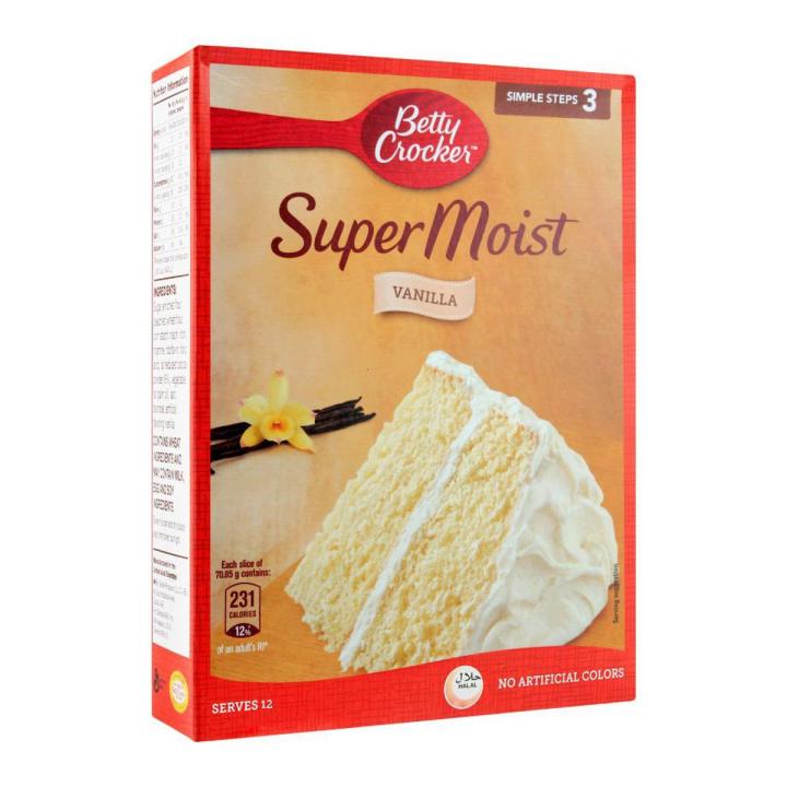 Betty Crocker Super Moist Cake Mix, Vanilla, 500g (𝐢𝐦𝐩𝐨𝐫𝐭𝐞𝐝 & 𝐨𝐫𝐢𝐠𝐧𝐚𝐥) | Daraz.pk