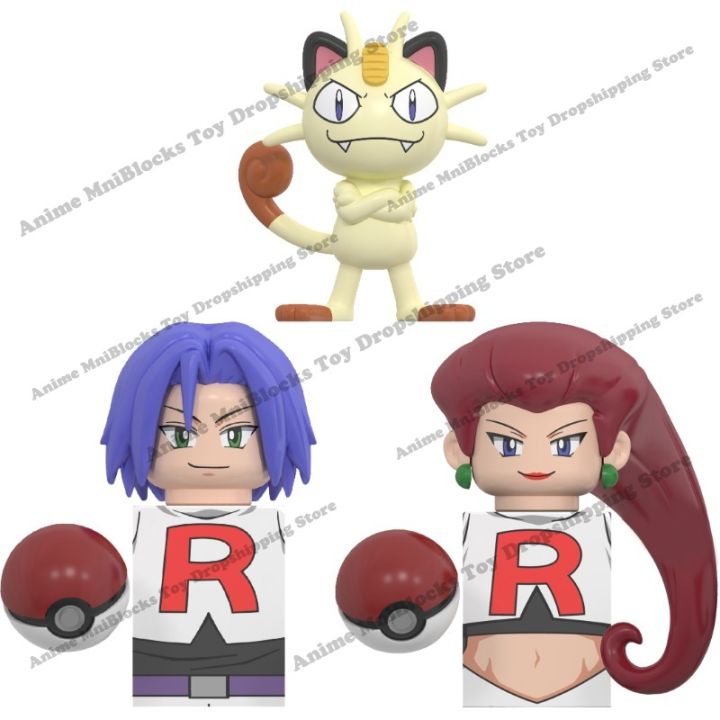 Pokemon Ash Ketchum Poké Ball Anime Bricks Pikachu Jessie James Meowth ...
