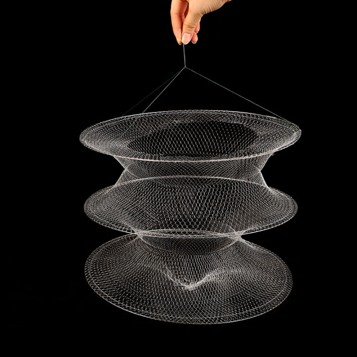 2 Layers Portable Fishing Net Fish Shrimp Mesh Cage Cast Net Fishing ...