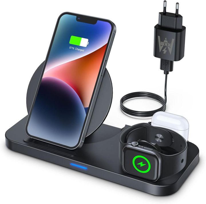 3 in 1 Fast Wireless Charger QI Inductive Charging Station, Fast ...
