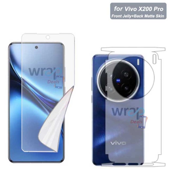 2 IN 1 Vivo X200 Pro Front Jelly Screen Protector + Back Matte skin ...