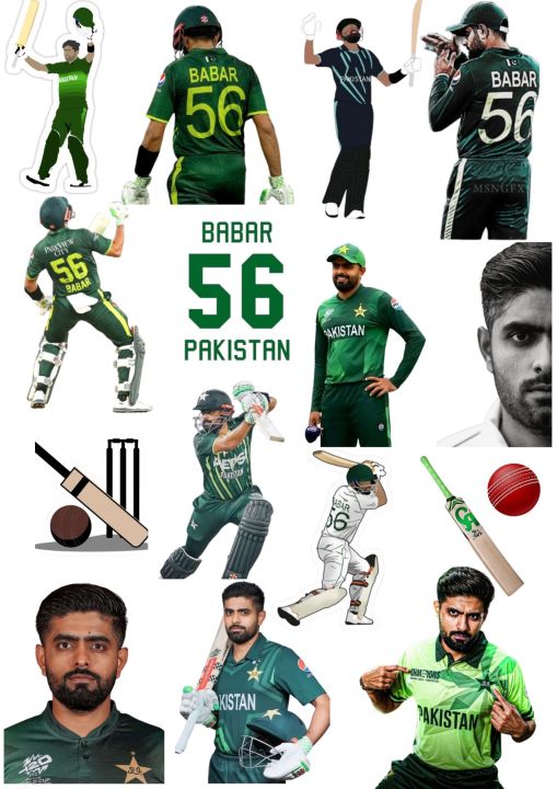 Babar Azam Pakistan Cricket Star Vinyl Laptop & Notebook Sticker sheet ...
