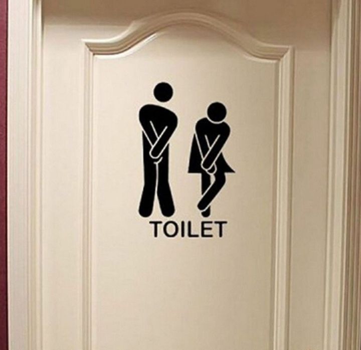 Stick Figure Toilet Door Sign Wall Sticker Vinyl Decal Decor - Dark ...