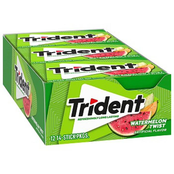 Trident Watermelon Twist Sugar Free Gum, 14 Count (Pack of 12) | Daraz.pk
