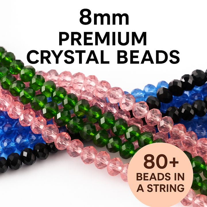 8mm Crystal Beads String - 70-80 Beads for Jewelry Making & DIY Crafts ...