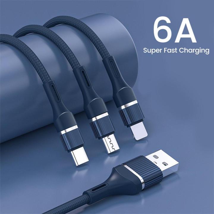 66W super fast charging 3-in-1 charging cable braided for Apple TYPEC ...