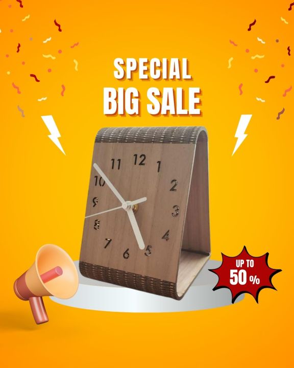 Wooden Table Clock – Classic Desk Clock with Elegant Design, Silent ...