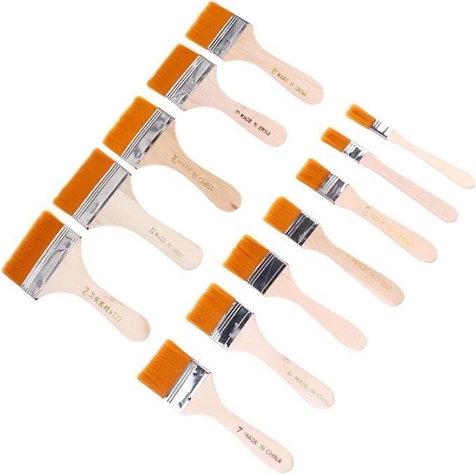 Gesso Nylon Paint Brushes - 12 Different Sizes – For Synthetic Bristle ...