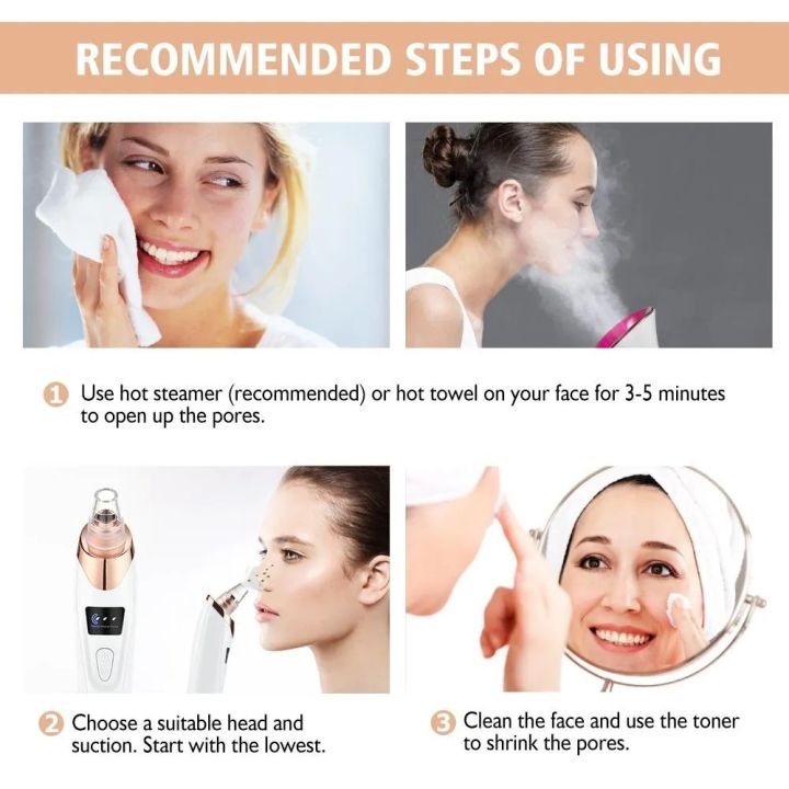 5-in-1 Blackhead Remover Vacuum | Rechargeable Pore Cleaner & Derma ...