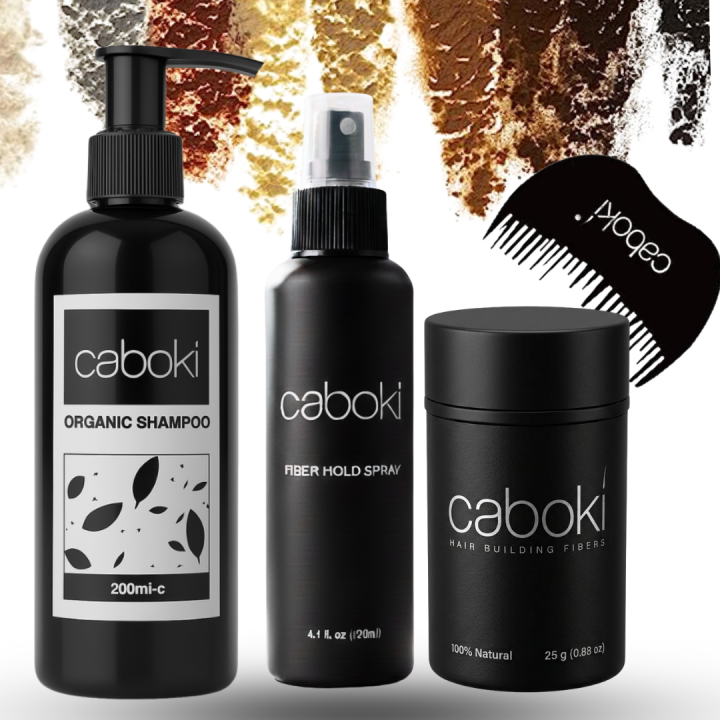 Caboki Hair Building Fibers 25g – 4 in 1 Complete Bundle (Hair Hold ...