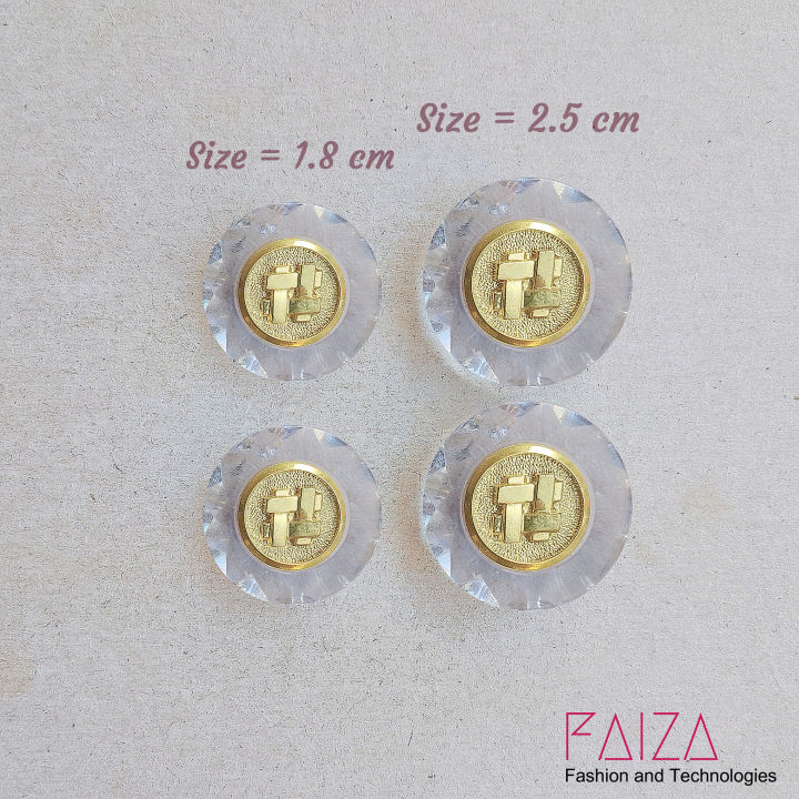 4-Pieces Fancy Transparent with Golden Shank Attractive Glass Buttons ...