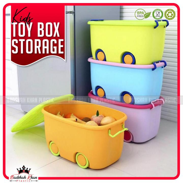 Colorful Kids Toy Storage Box, Storage Plastic Box With Wheels ...