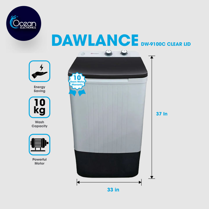Dawlance Semi Automatic Washing Machine DW9100C Clear LID 12 kg Washing ...