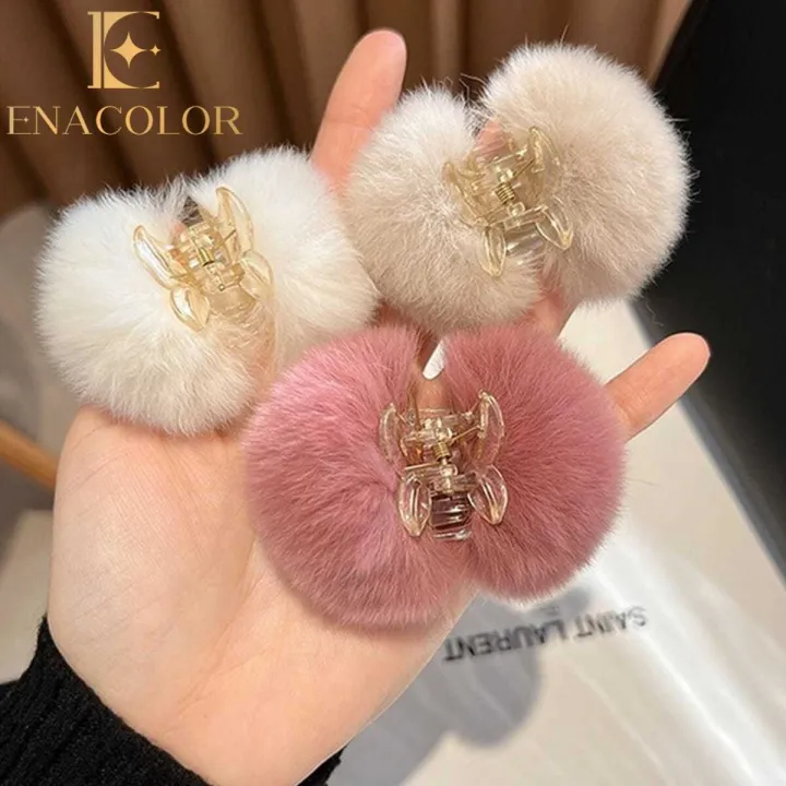 Enacolor Lovely Little Hair Ball Hairpin Hairclip for Women Real Rex ...
