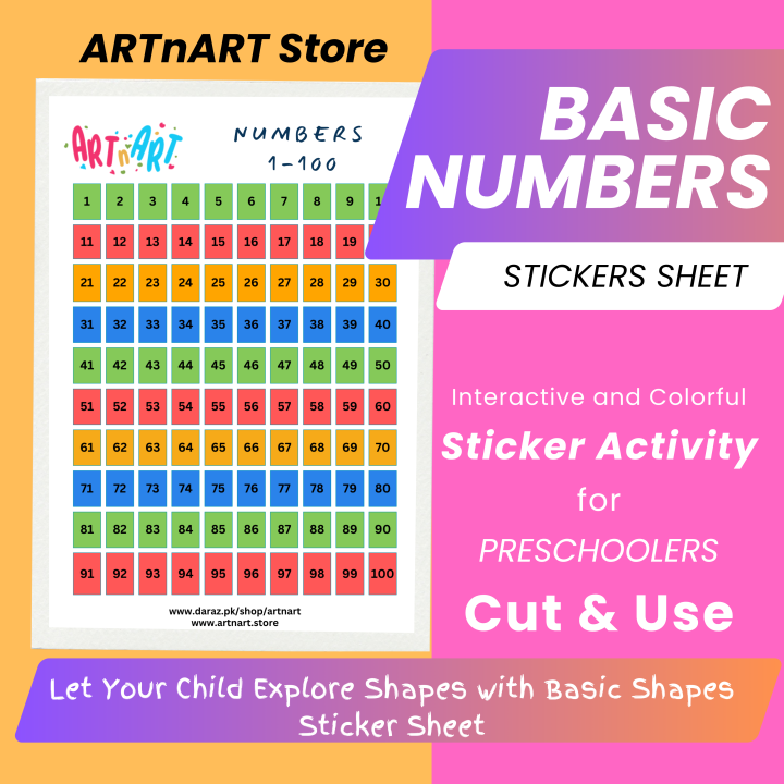 Counting 1-100, Learning A4 Stickers For Kids | Daraz.pk