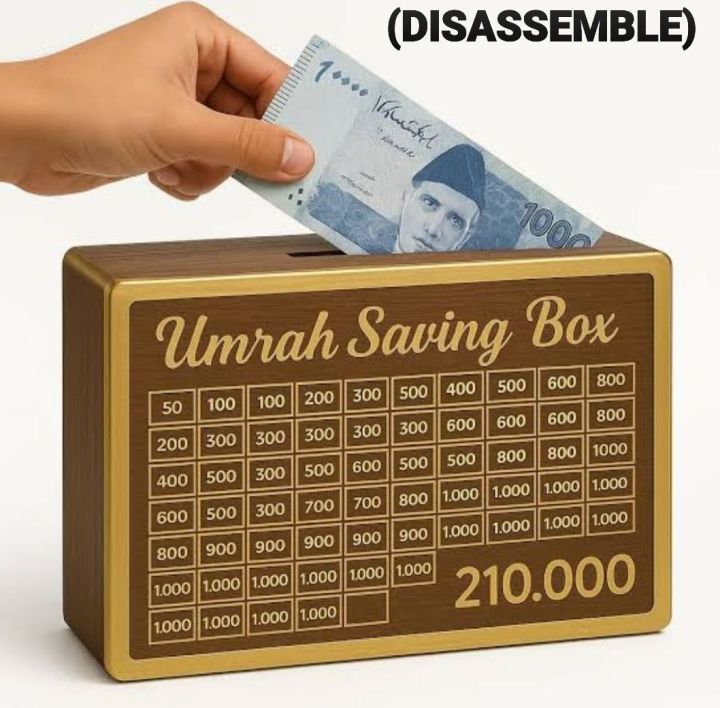 Umrah Saving Box - Wooden Islamic Money Saving Box 280 Day Umrah Saving ...