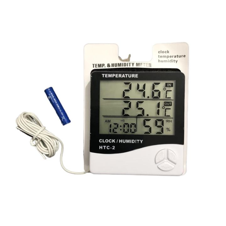 HTC 2 Best Thermometer Hygrometer Clock - Indoor Temperature Humidity ...