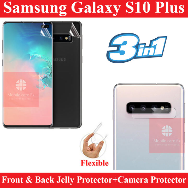 Samsung Galaxy S10 Plus Front & Back Hydrogel Soft Film jell Protector ...