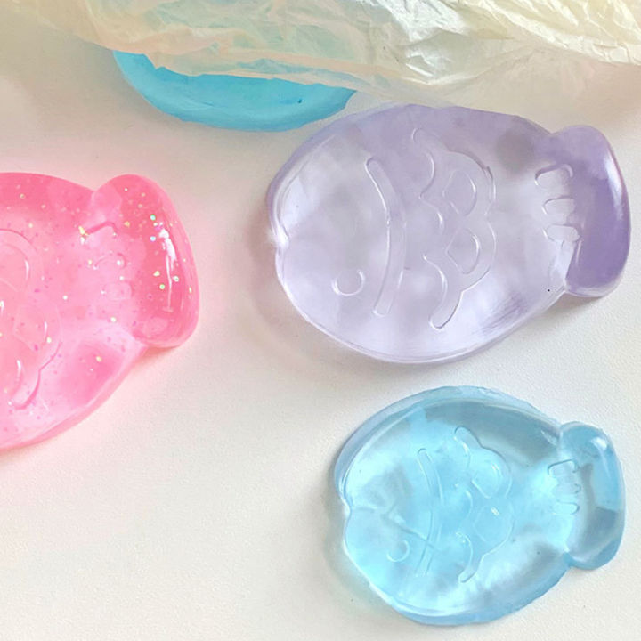 Delanme Transparent Fish Toy Glitter Sea Bream Stress Relief Toy Soft ...