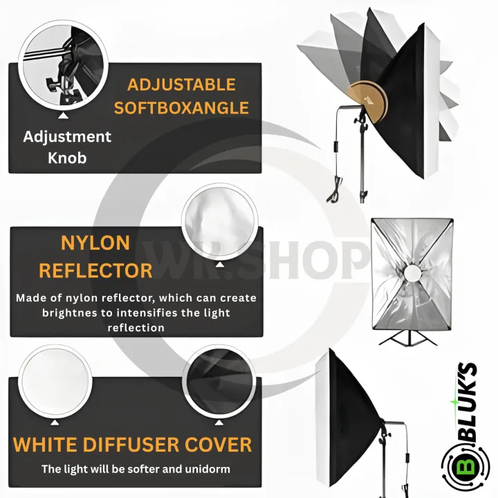 WK.SHOP BLUK'S 📸 50x70cm Softbox + 70cm Octagon Umbrella Softbox 💡 ...