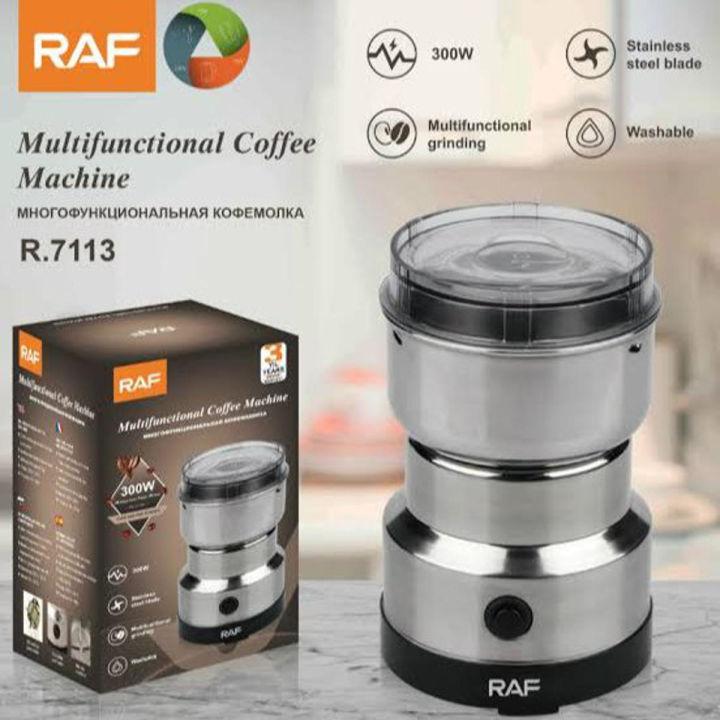 RAF Electric Coffee & Spices Grinder (4 Blades) 300W – Stainless Steel ...