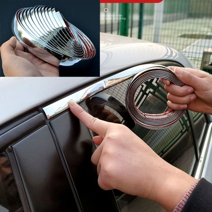 Auto Styling Bright Anti-Collision Chrome Plate Protector Trim Tape ...