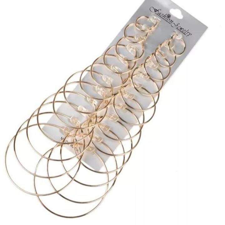 pack of (12)punk hoop Earrings set big circle jewllery for women girls ...