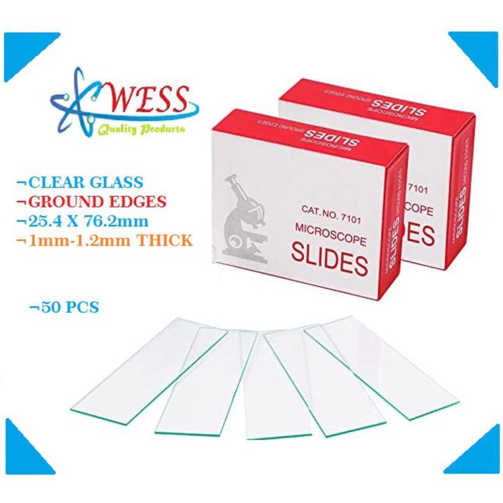 Microscope slides 7101 plain ground edge slides 50pcs Clear Glass Prepared microscope slides ...