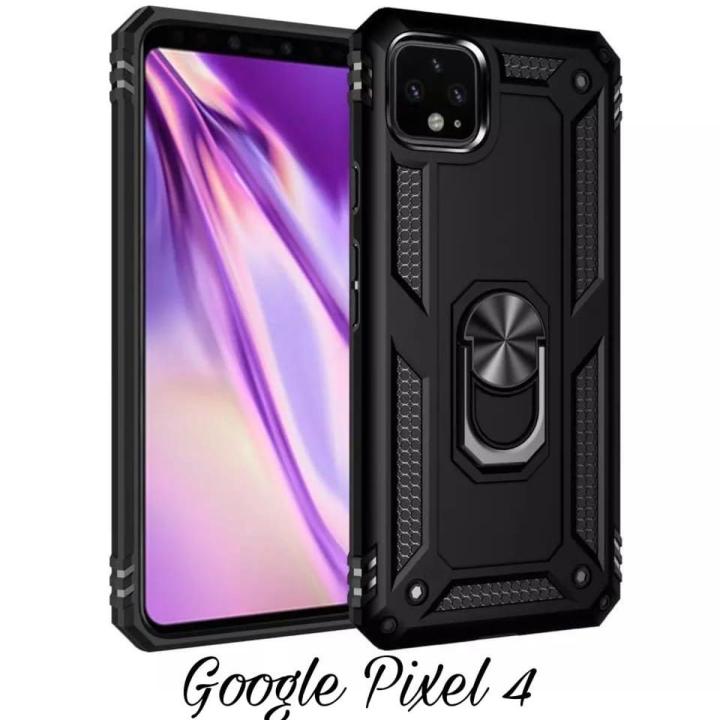 Google Pixel 4 Luxury Shock-Proof Armor Case With Car Ring Stand Cover ...