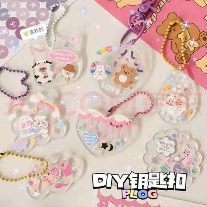 Laser Transparent Gradient Chuck DIY Chain Small Pendant Keychain Goo ...