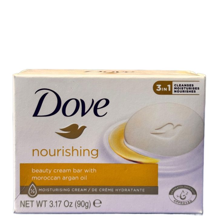 Dove Nourishing Beauty Cream Bar with Moroccan Argan Oil 90g | Moisturizing Soap Bar | For Soft ...