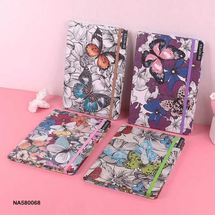 Elegant Butterfly & Floral A5 Elastic Band Notebook Diary | 80 Sheets ...