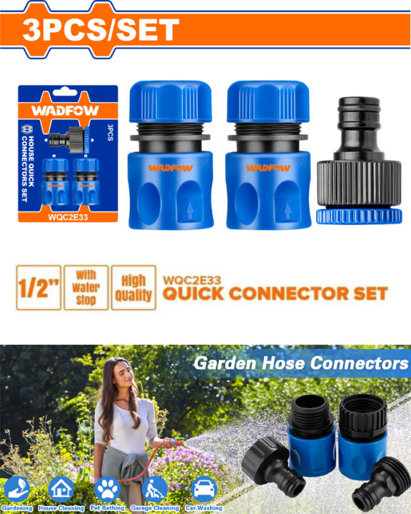 WADFOW 3PCS Garden Hose Quick Connector Set – Leak-Proof, Rust-Free ...