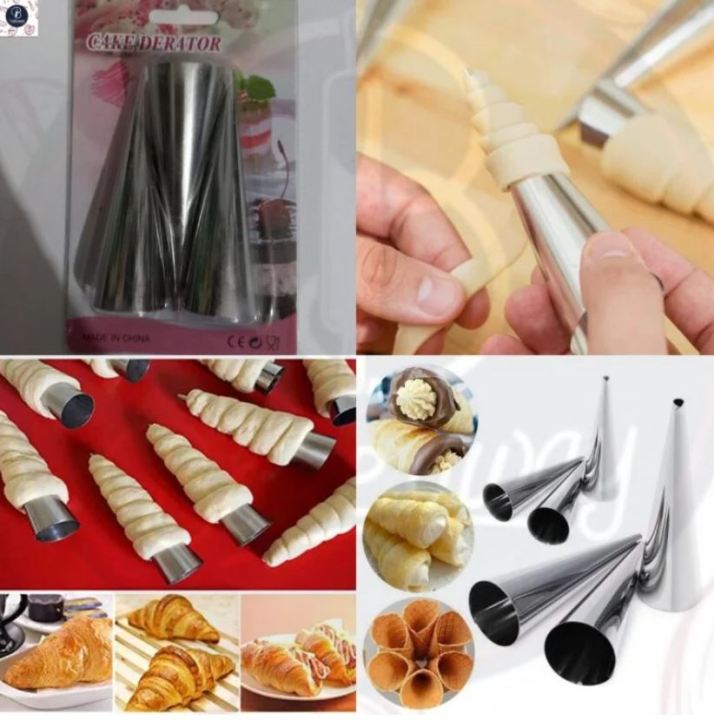 3 Pcs/Set Cone Shape Stainless Steel Croissants Roll Bread Spiral ...