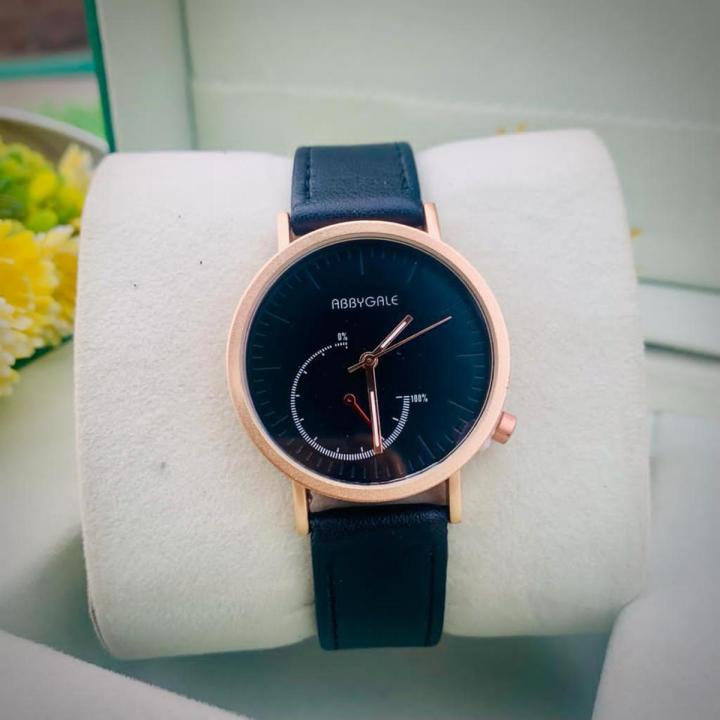 New Trendy Pure Leather Strap Watch For Girls Simple Decent Watch For ...