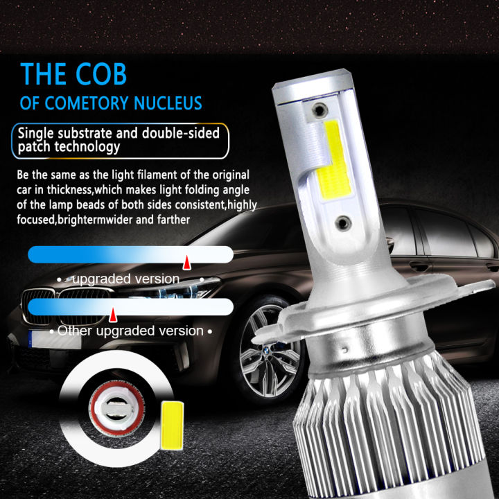 6000K COB C6 2x LED H4 Hi/Lo H11 9005 9006 Car Headlight Bulbs Car ...