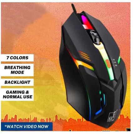 7 Colors LED Gaming Mouse - RGB BREATHING EFFECT - USB Wired Optical ...