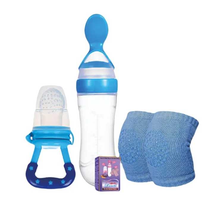 Pack of 3 Baby Silicone Squeeze Spoon Feeder with Fruit Pacifier and ...