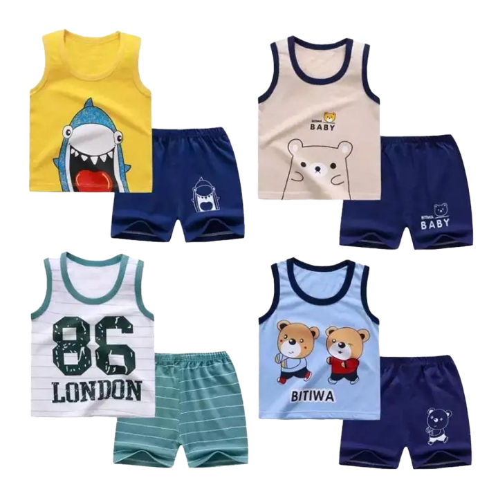 bbuy pack of 3 kids multi color sandos kids clothing set | Daraz.pk