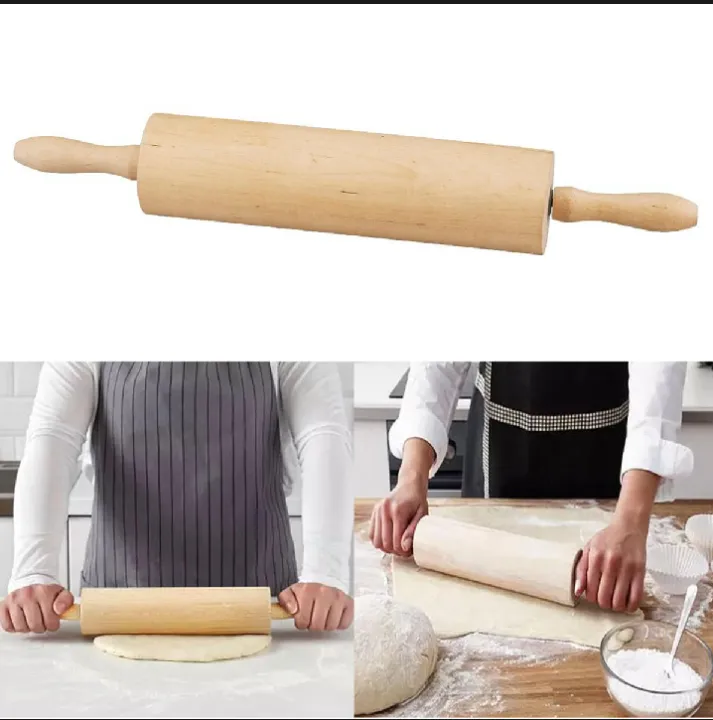 Wooden rolling pin brown color flat rolling pin kitchen accessories ...