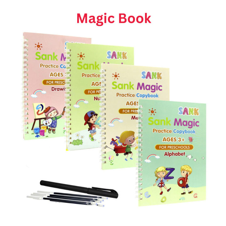 Sank Magic Practice Copybook Set for Kids 4 Reusable Books with Magic ...