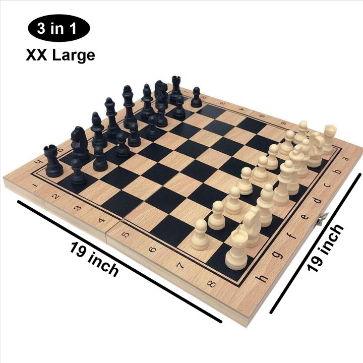 3 IN 1 Foldable chess Board Game Imported Solid Wood Folding Chess ...
