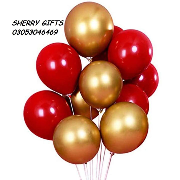 Pack of 50 ( 25 Red & 25 Golden ) Party Balloons 14 Inch High Quality ...
