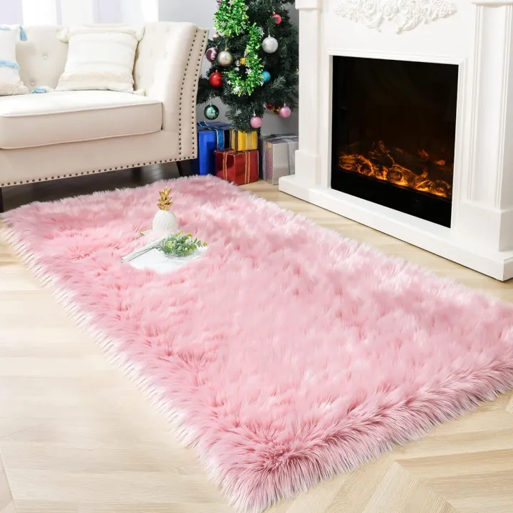 Soft Fluffy Faux Fur Rugs for Bedroom Bedside Rug, Washable, Furry ...
