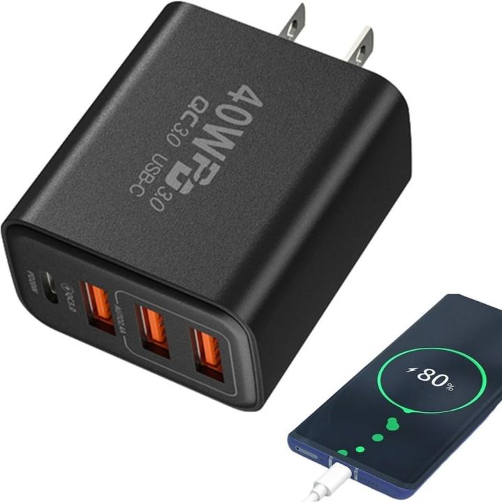 Portable 40W USB C Charging Plug 4Ports TypeC Charging Block Fast ...